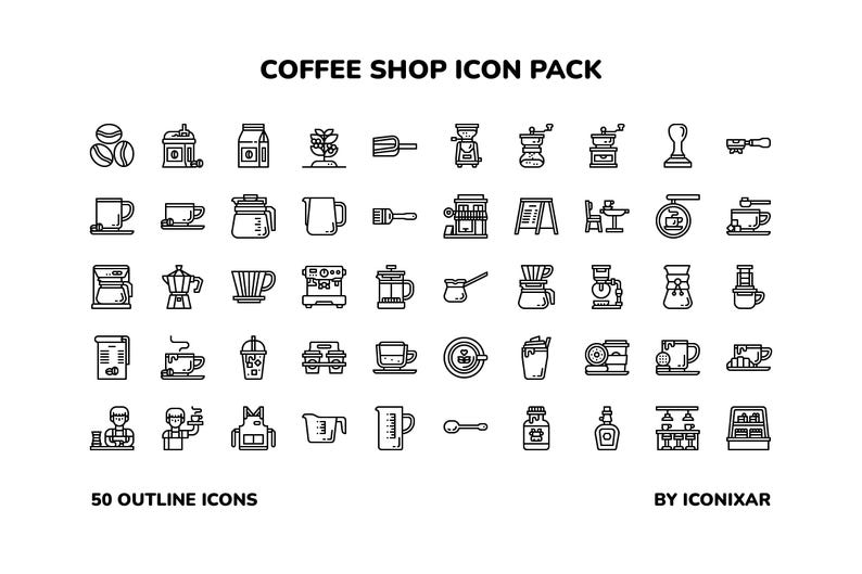 Coffee Shop Outline Icon Pack, SVG, PNG, Vector Icons - Etsy UK