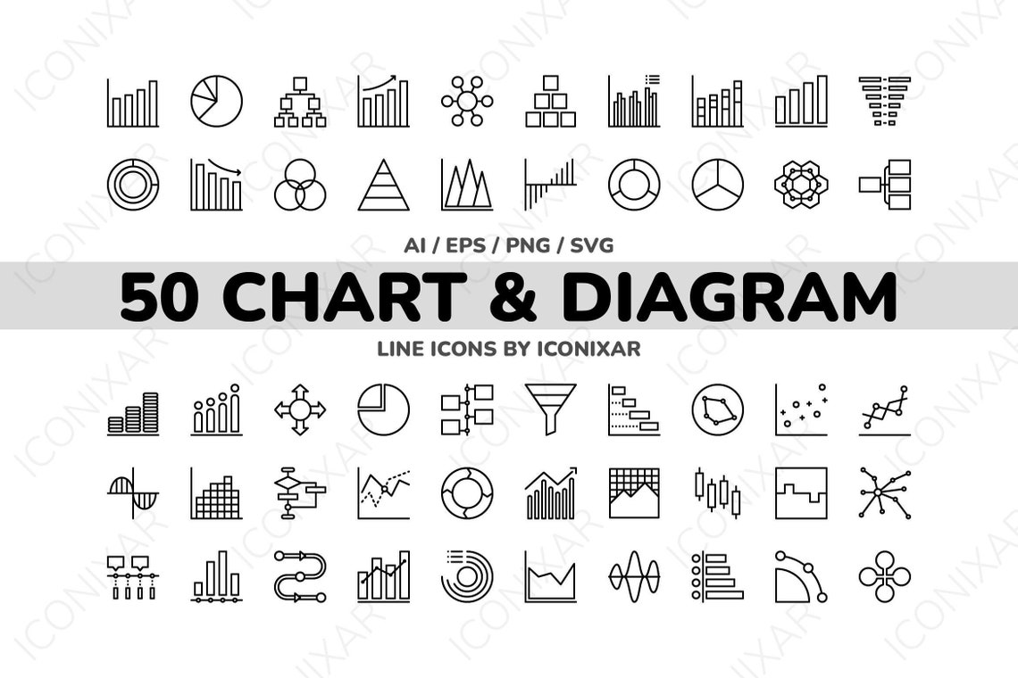 Chart & Diagram Outline Icon Pack, SVG, PNG, Vector Icons - Etsy