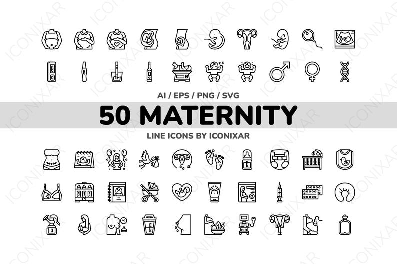Maternity Outline Icon Pack, SVG, PNG, Vector Icons - Etsy Australia