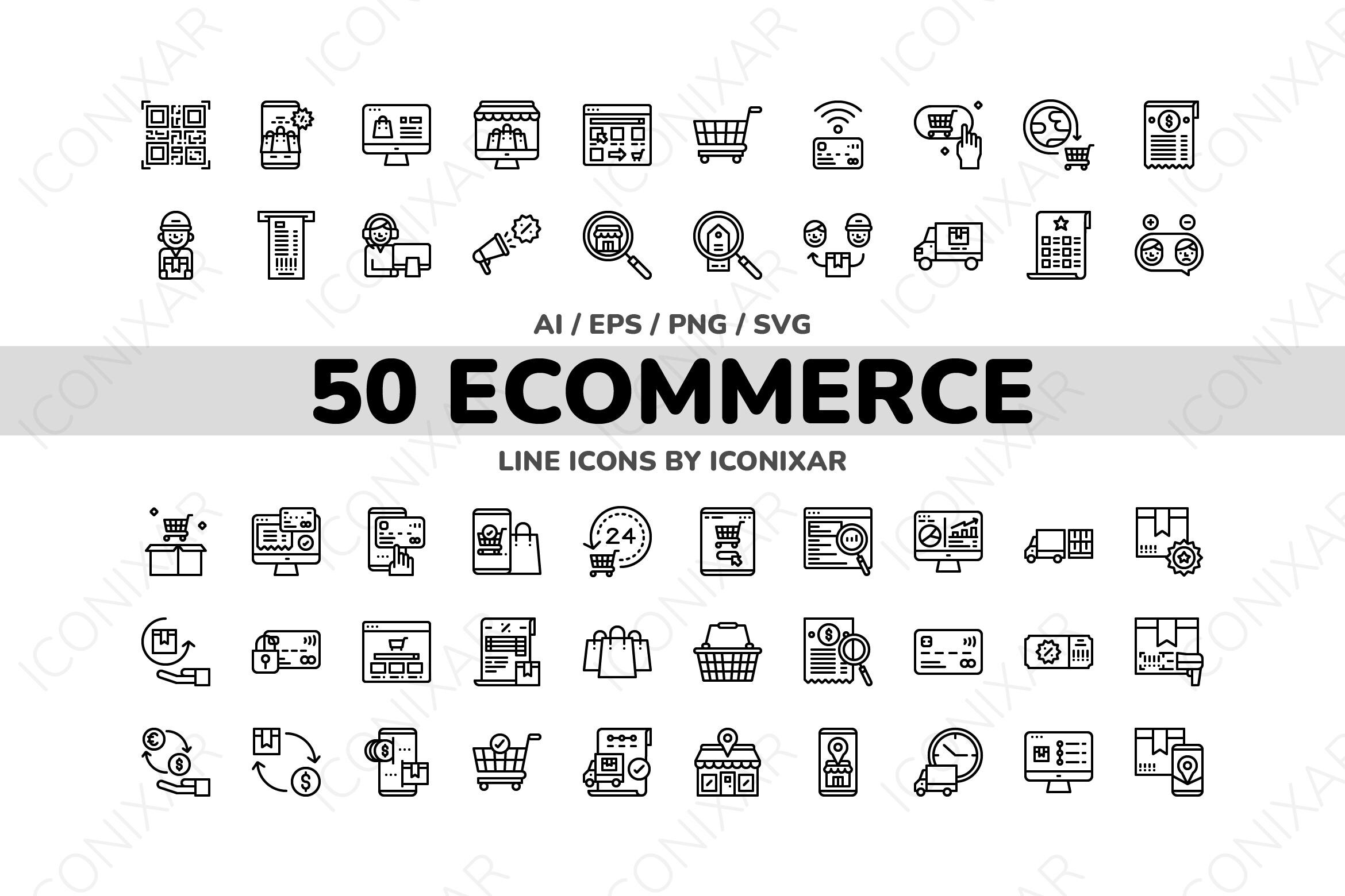 Ecommerce Outline Icon Pack, SVG, PNG, Vector Icons - Etsy