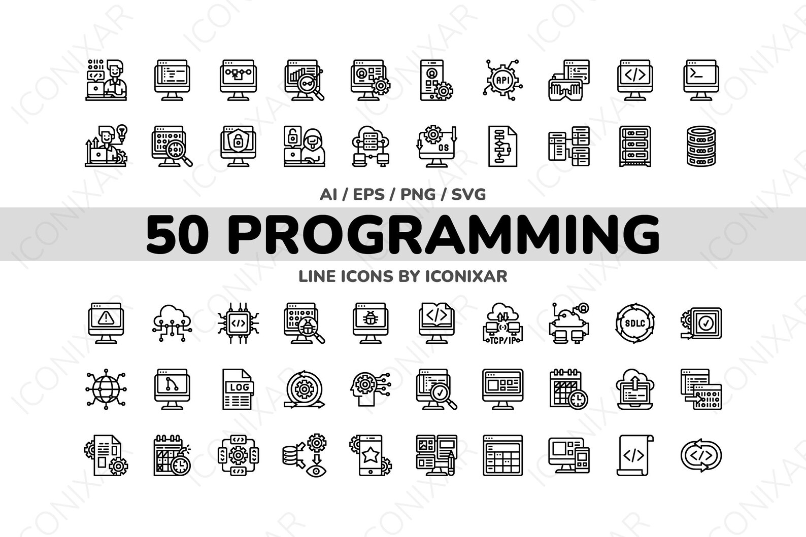 Programming Outline Icon Pack, SVG, PNG, Vector Icons - Etsy