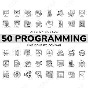 Programming Outline Icon Pack, SVG, PNG, Vector Icons - Etsy
