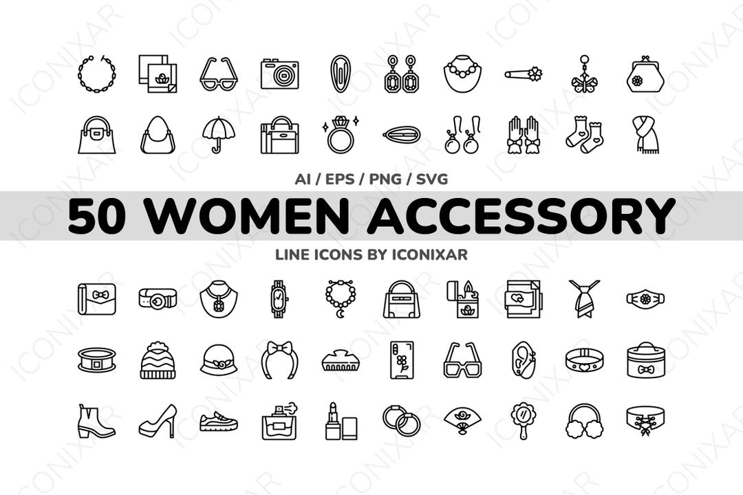 Women Accessory Outline Icon Pack, SVG, PNG, Vector Icons - Etsy