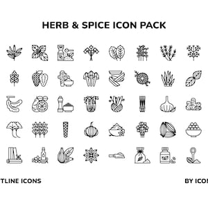 Herb and Spice Outline Icon Pack, SVG, PNG, Vector Icons - Etsy