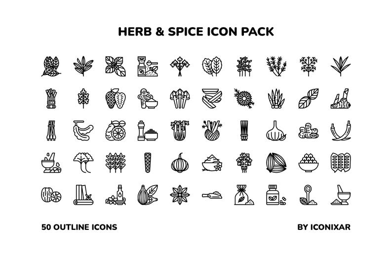 Herb and Spice Outline Icon Pack, SVG, PNG, Vector Icons - Etsy