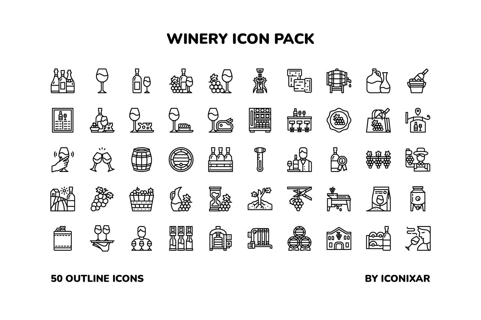 Winery Outline Icon Pack, SVG, PNG, Vector Icons - Etsy