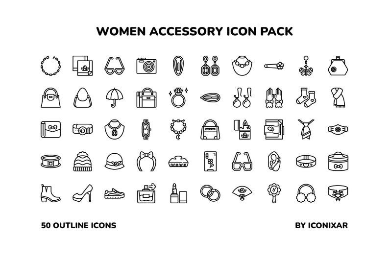 Women Accessory Outline Icon Pack, SVG, PNG, Vector Icons - Etsy