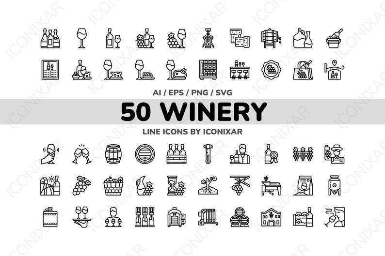 Winery Outline Icon Pack, SVG, PNG, Vector Icons - Etsy