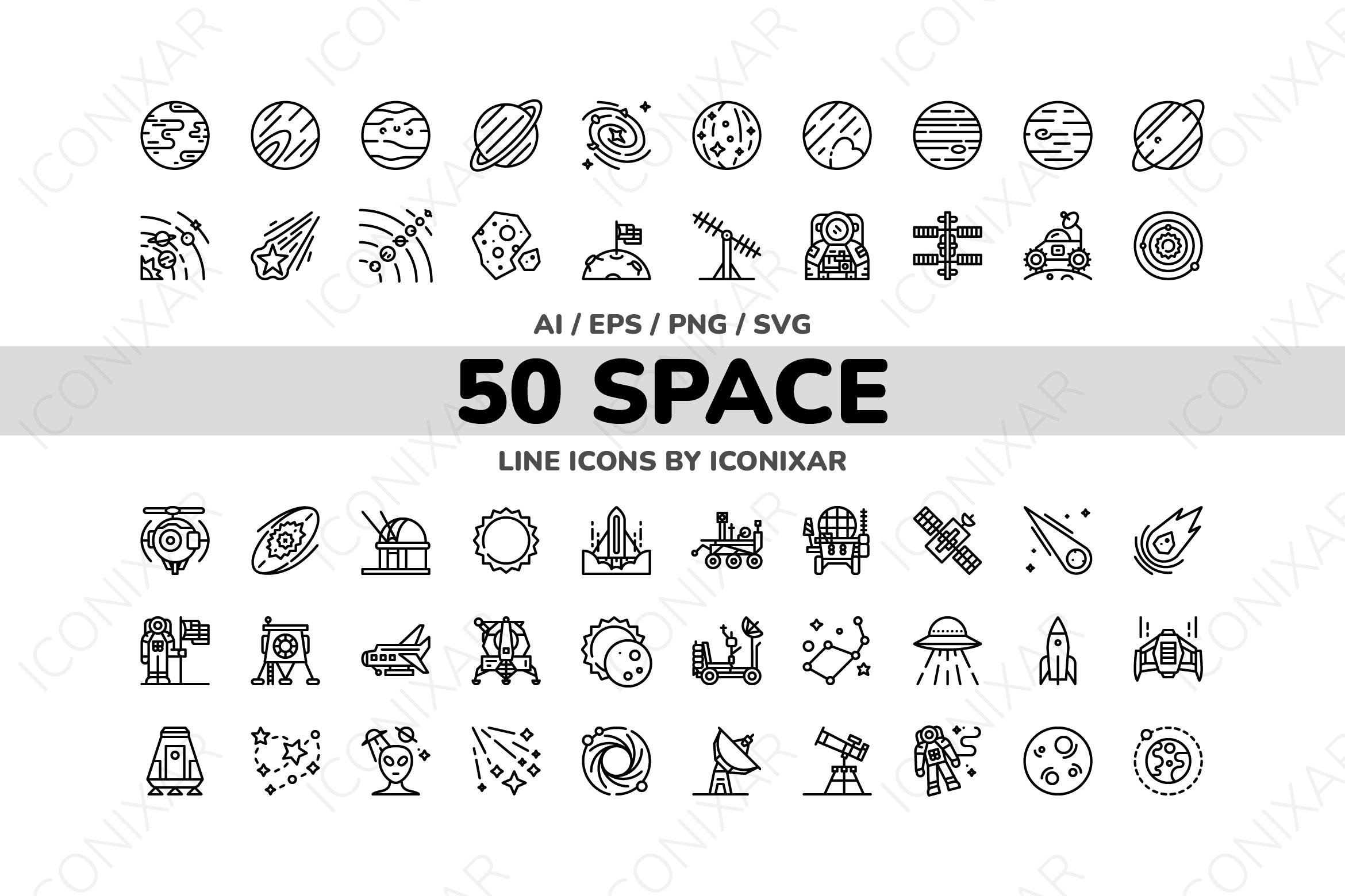Space Outline Icon Pack, SVG, PNG, Vector Icons - Etsy