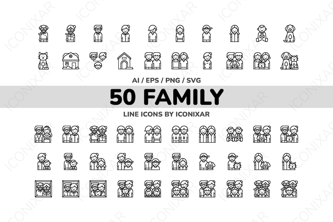 Family Outline Icon Pack, SVG, PNG, Vector Icons - Etsy Australia