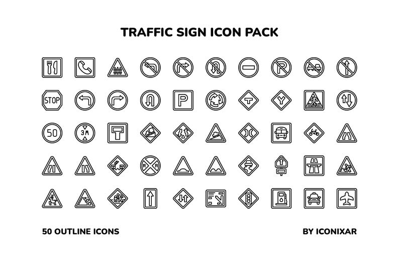 Traffic Sign Outline Icon Pack, SVG, PNG, Vector Icons - Etsy