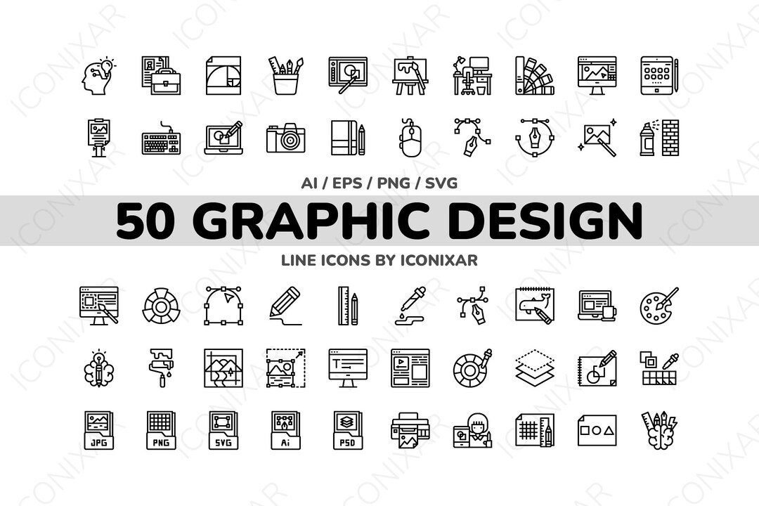 Graphic Design Outline Icon Pack, SVG, PNG, Vector Icons - Etsy