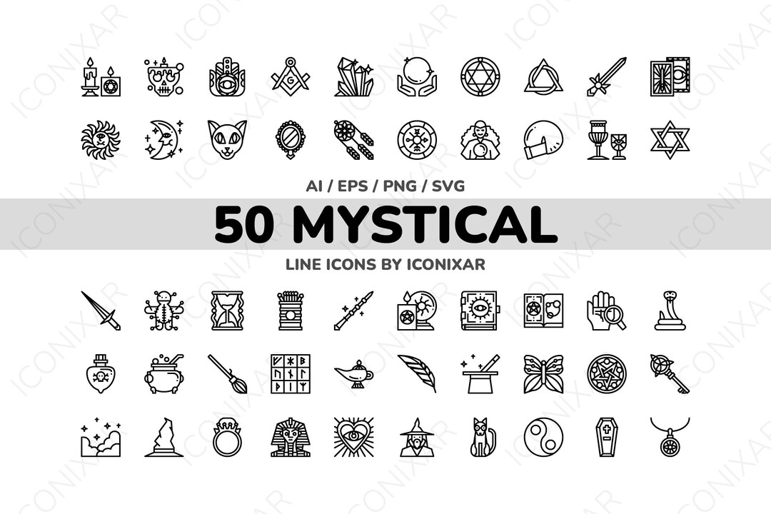 Mystical Outline Icon Pack, SVG, PNG, Vector Icons - Etsy