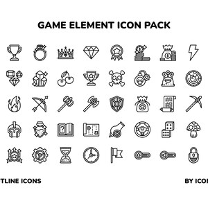 Game Element Outline Icon Pack, SVG, PNG, Vector Icons - Etsy