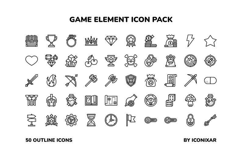 Game Element Outline Icon Pack, SVG, PNG, Vector Icons - Etsy