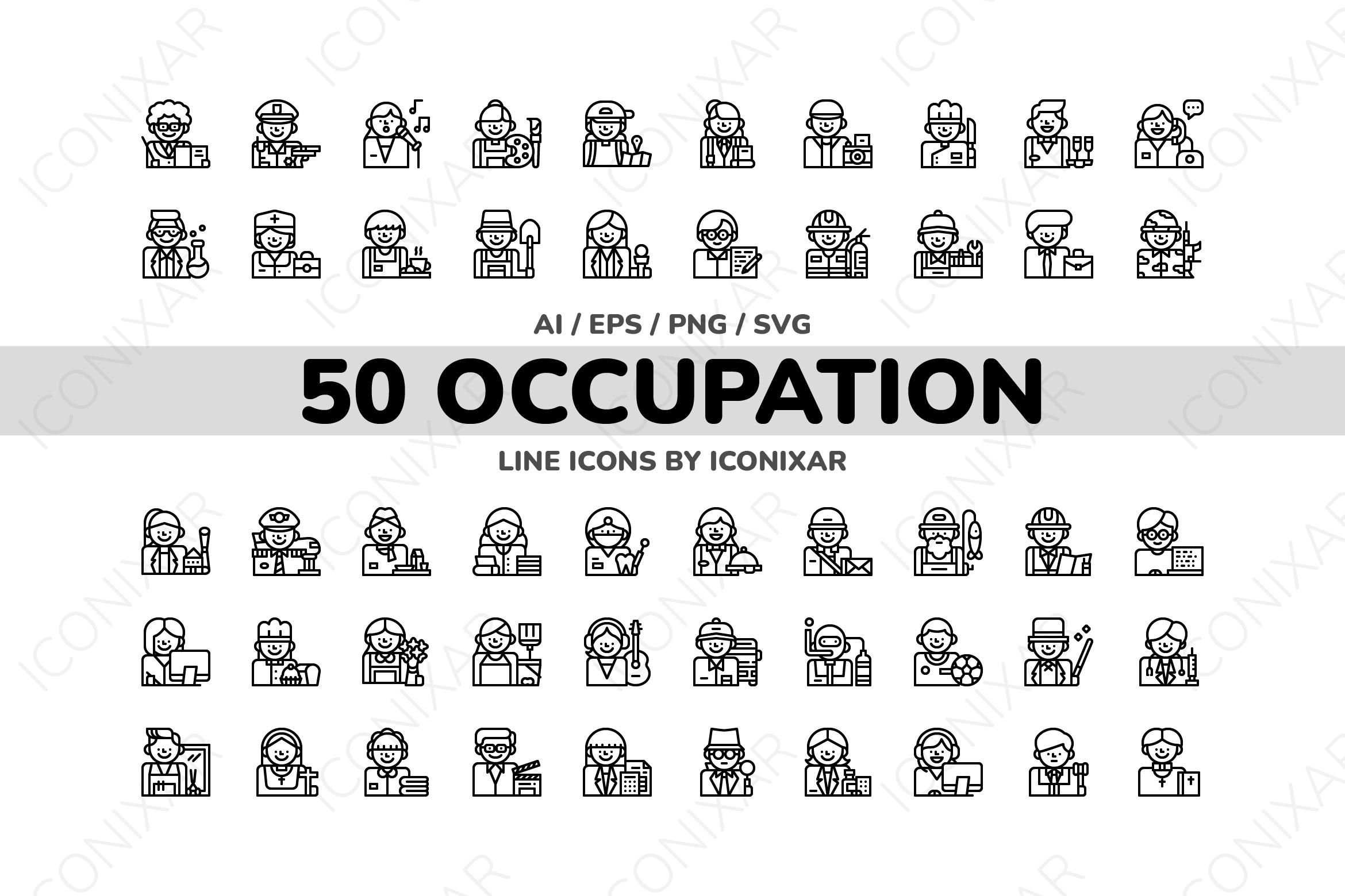 Occupation Outline Icon Pack, SVG, PNG, Vector Icons - Etsy