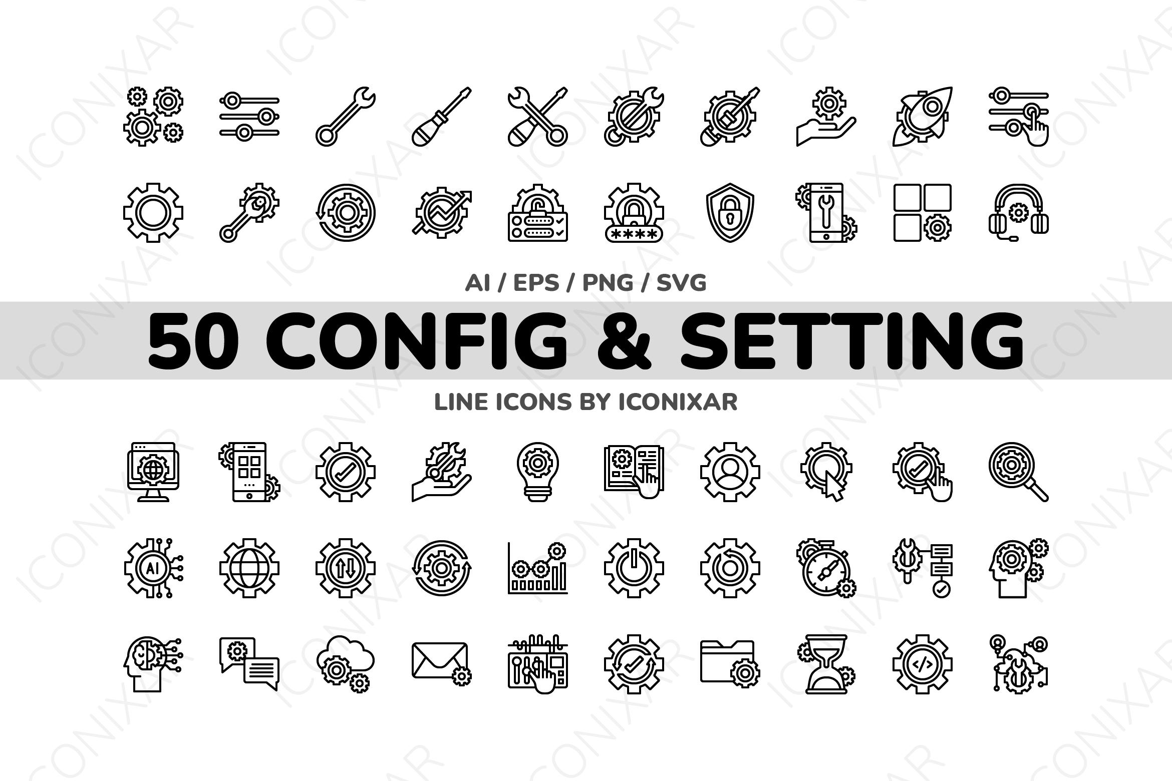 Konfig & Setting Outline Icon Pack, SVG, PNG, Vektor-Icons - Etsy.de