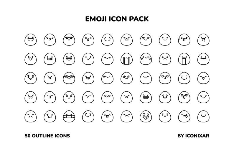 Emoji Outline Icon Pack, SVG, PNG, Vector Icons - Etsy