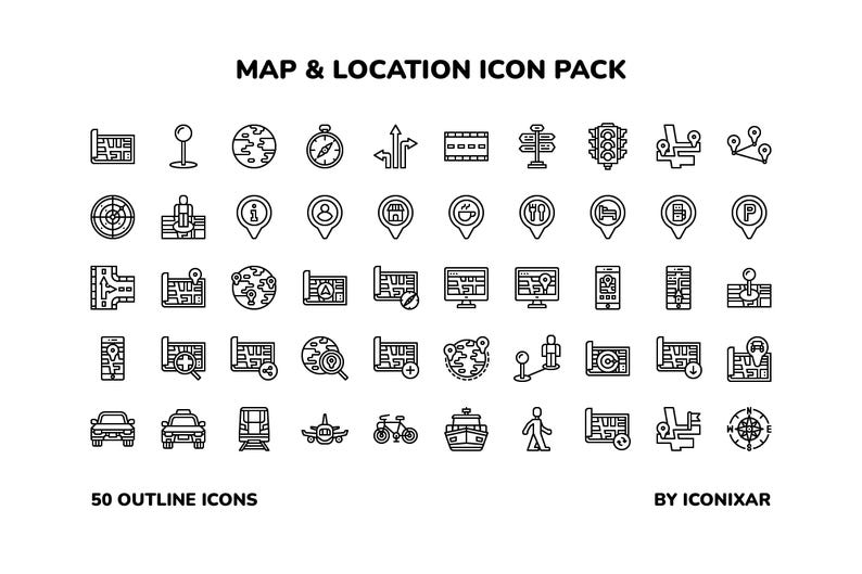 Map & Location Outline Icon Pack, SVG, PNG, Vector Icons - Etsy