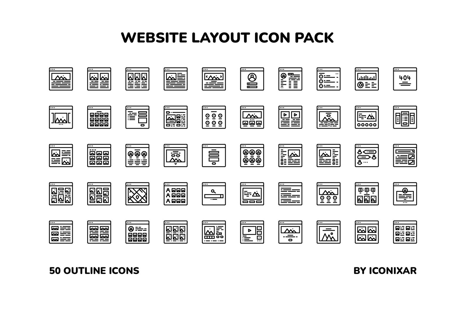 Website Layout Design Outline Icon Pack, SVG, PNG, Vector Icons - Etsy