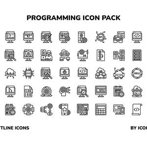 Programming Outline Icon Pack, SVG, PNG, Vector Icons - Etsy