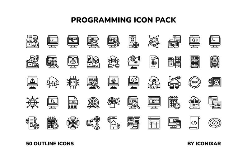 Programming Outline Icon Pack, SVG, PNG, Vector Icons - Etsy