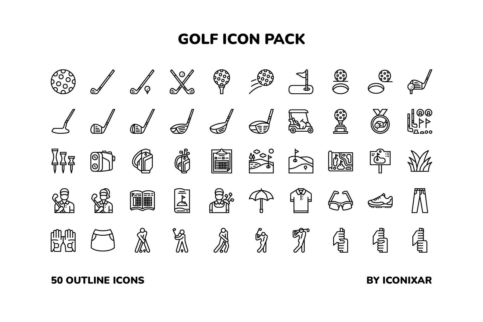 Golf Sport Outline Icon Pack, SVG, PNG, Vector Icons - Etsy