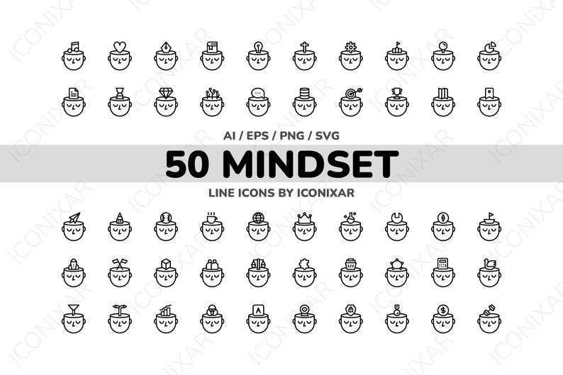 Mindset Outline Icon Pack, SVG, PNG, Vector Icons - Etsy