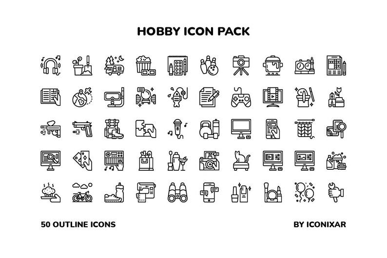 Hobby Outline Icon Pack, SVG, PNG, Vector Icons - Etsy