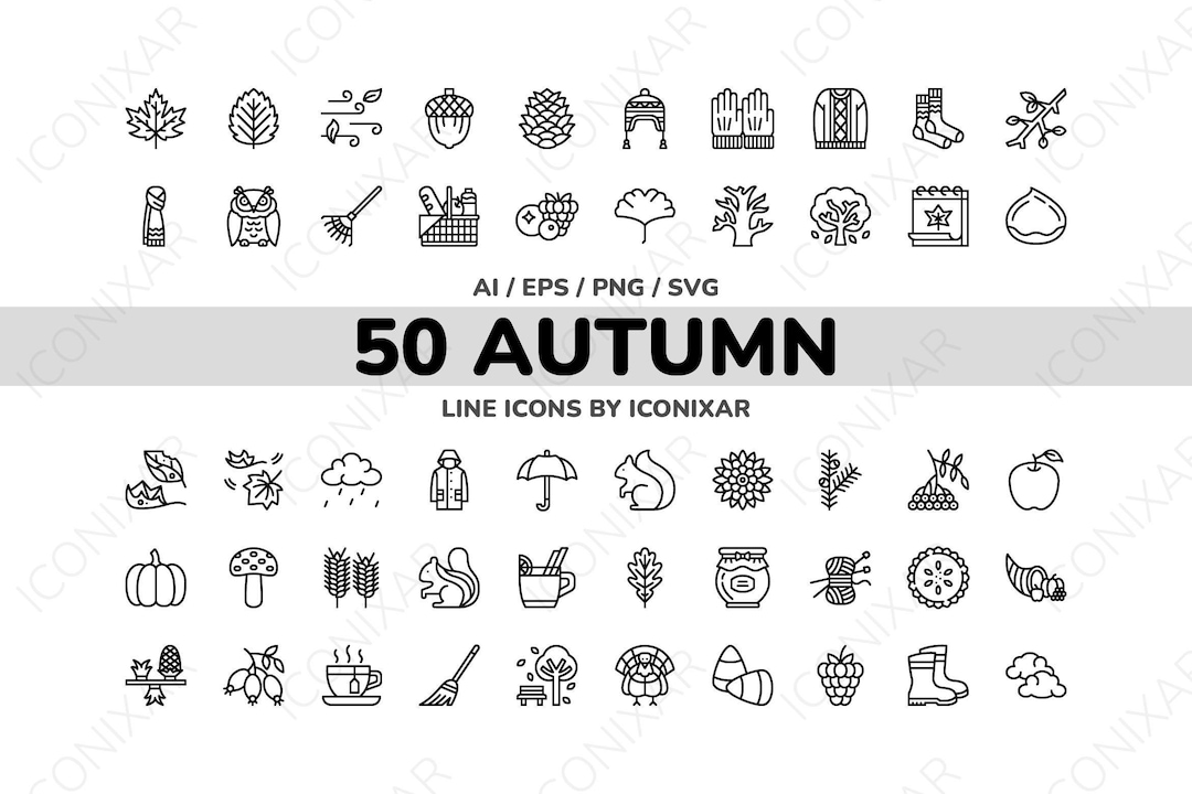 Autumn Outline Icon Pack, SVG, PNG, Vector Icons - Etsy
