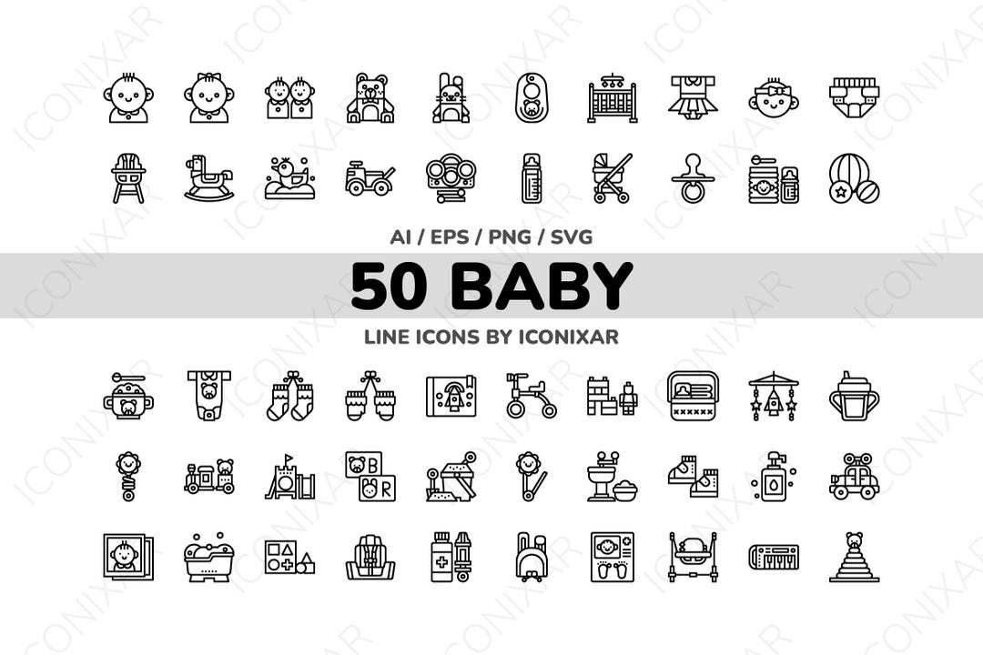 Baby Outline Icon Pack, SVG, PNG, Vector Icons - Etsy