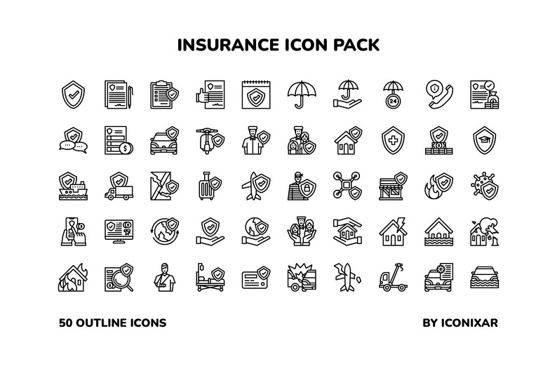 Insurance Outline Icon Pack, SVG, PNG, Vector Icons - Etsy