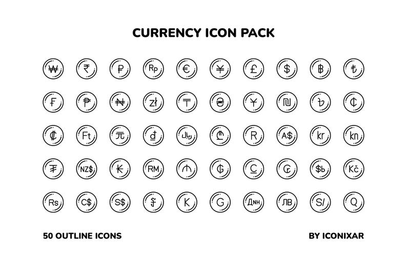 Currency Outline Icon Pack, SVG, PNG, Vector Icons - Etsy