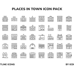 Place in Town Outline Icon Pack, SVG, PNG, Vector Icons - Etsy