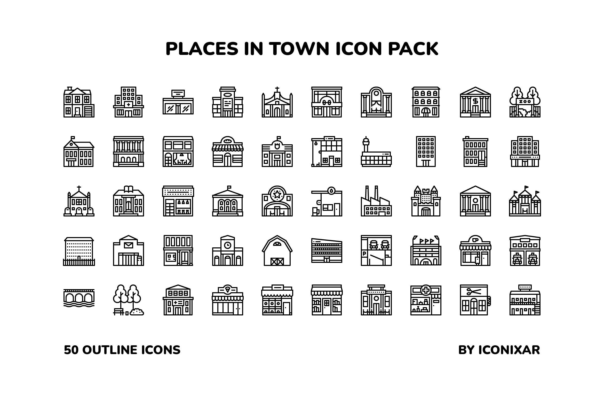 Place in Town Outline Icon Pack, SVG, PNG, Vector Icons - Etsy