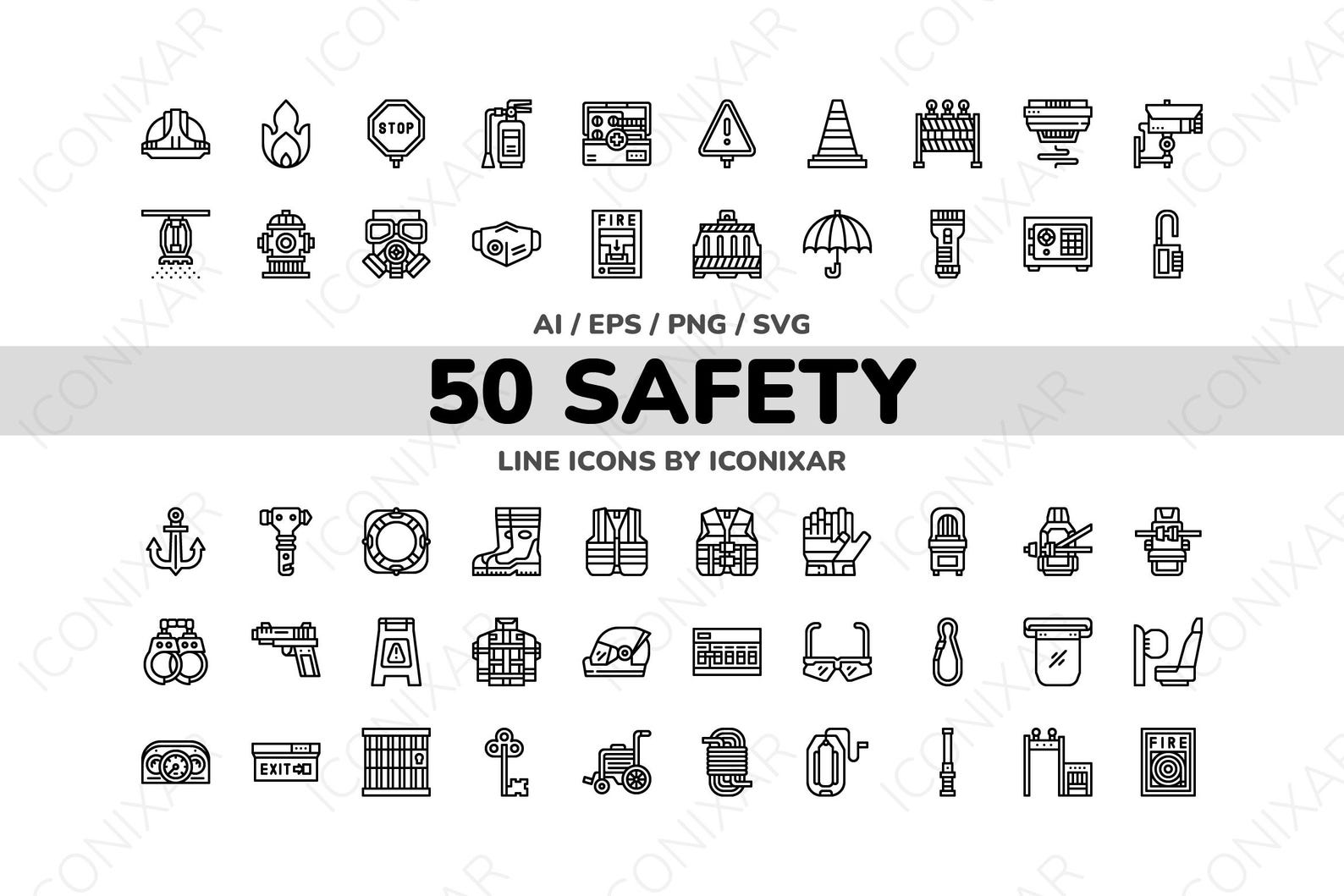 Safety Outline Icon Pack, SVG, PNG, Vector Icons - Etsy