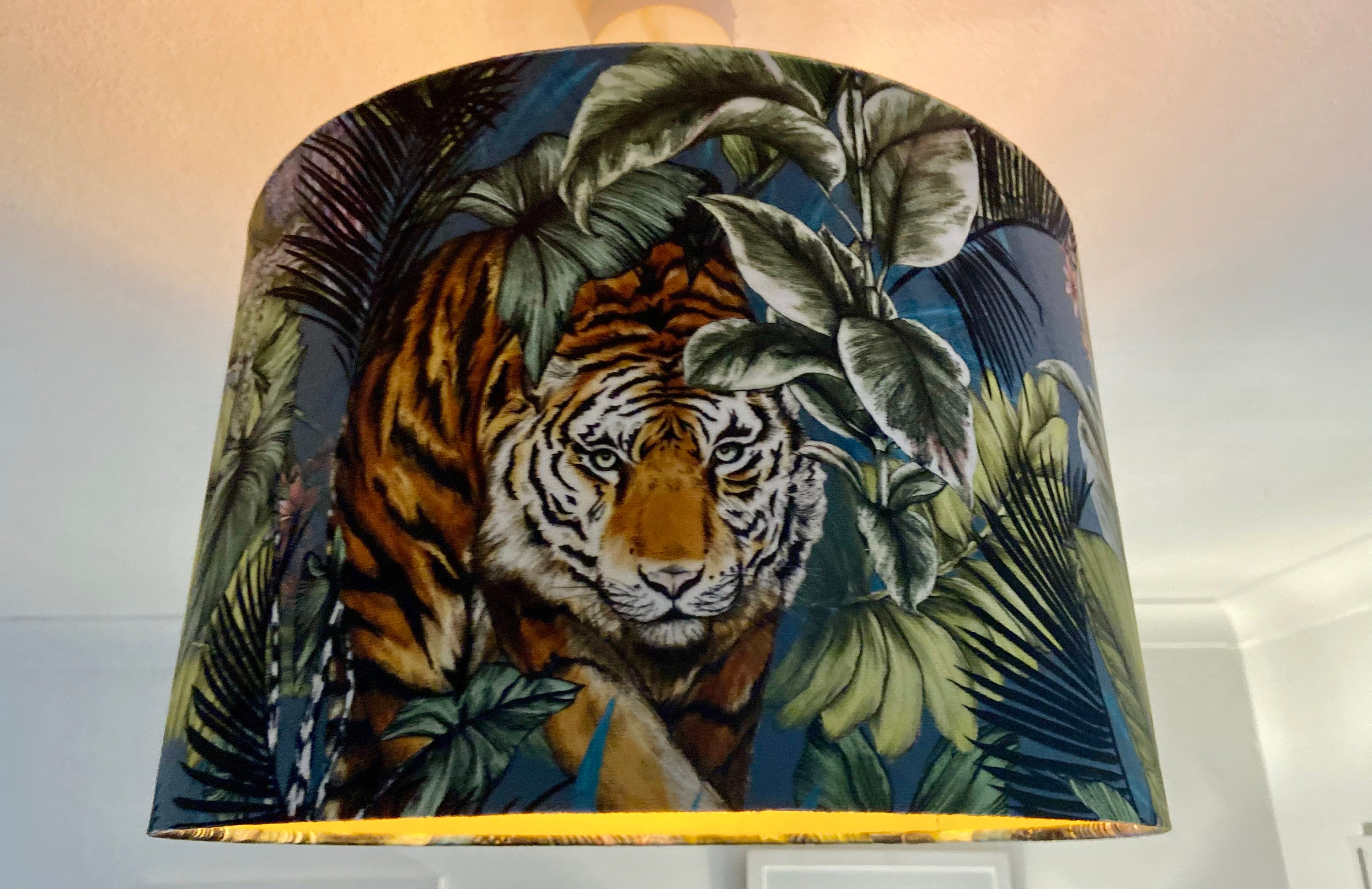 Velvet Tiger Teal Lampshade - Etsy