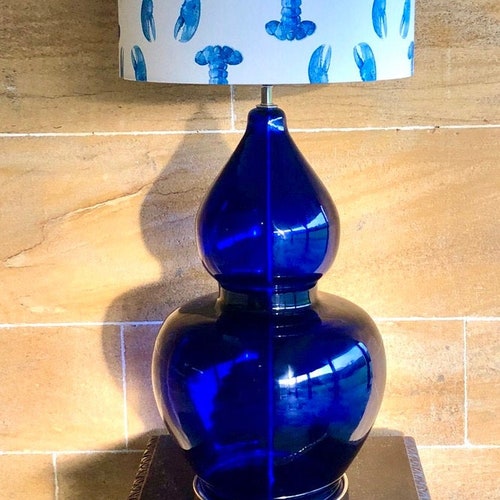 Light Blue and White Scandinavian Fabric Lampshade Handmade by - Etsy