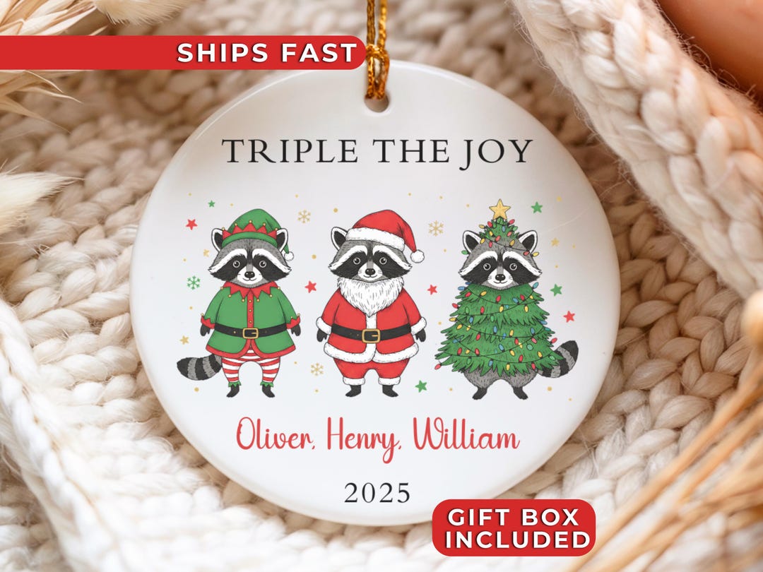Personalized Triplets 1st Christmas Ornament, Custom Triplets Christmas ...
