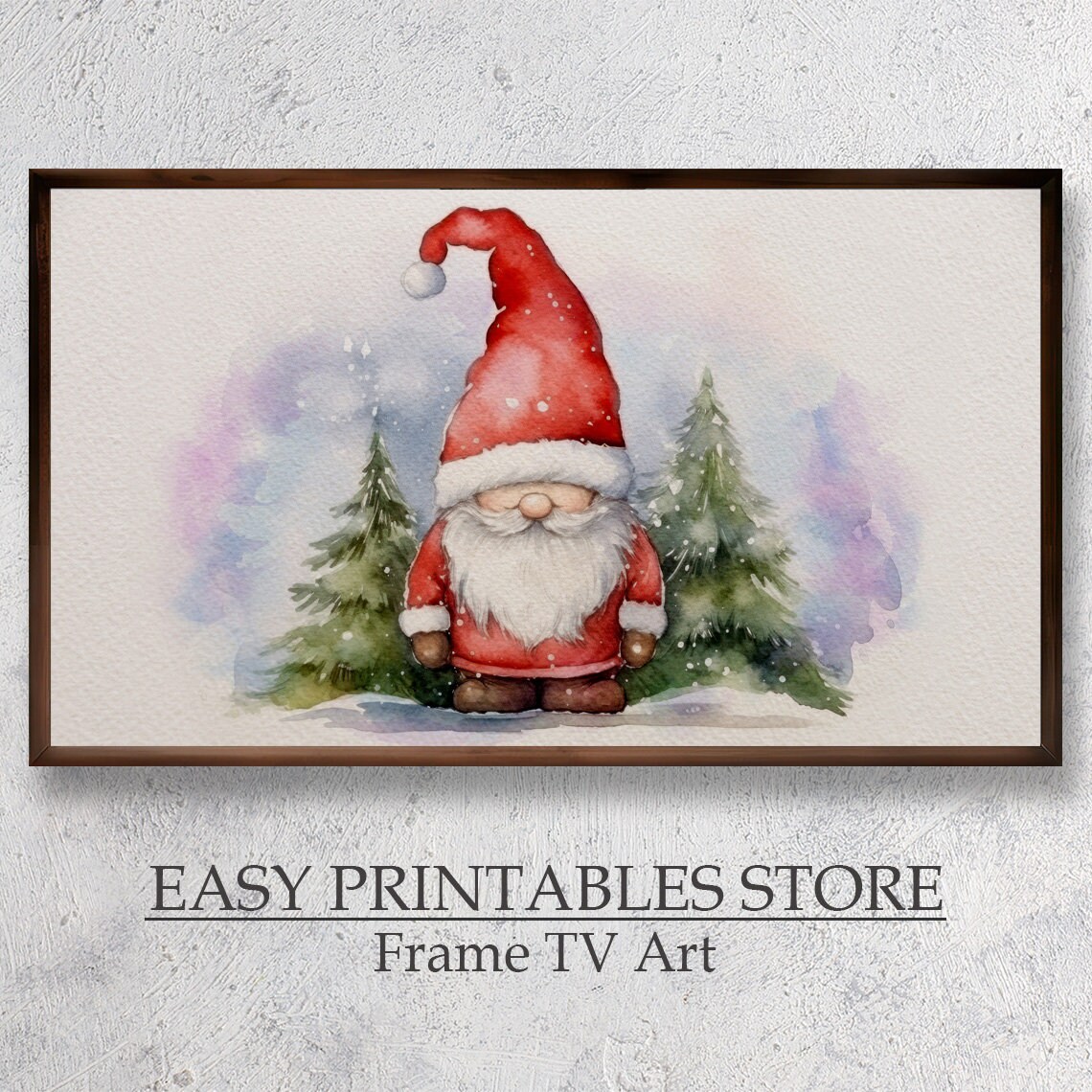 Watercolor Christmas Gnome Frame TV Art Christmas Gnome Near - Etsy