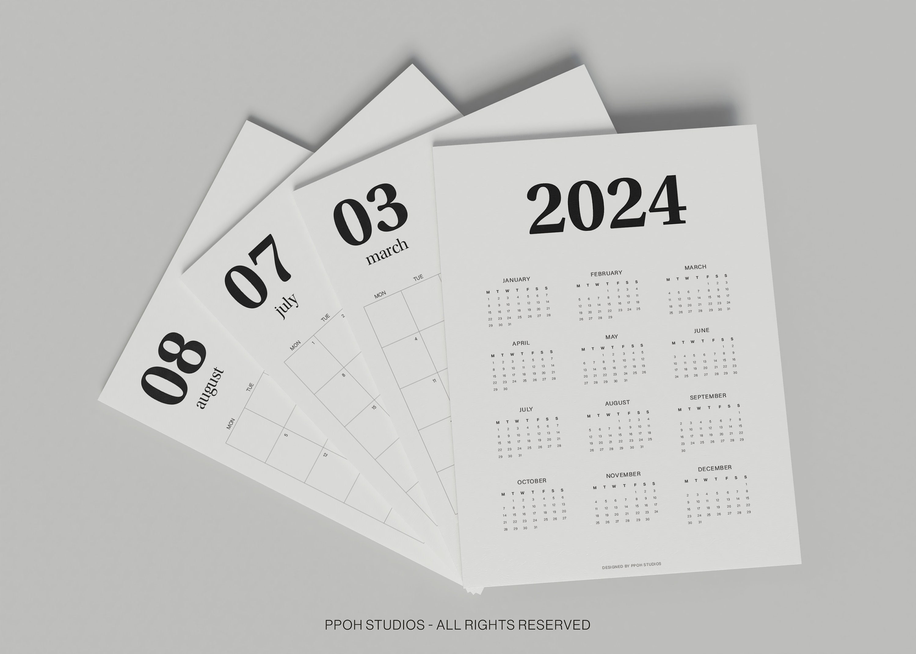 Monthly Calendar Printable 2024 Printable Planner Instant - Etsy