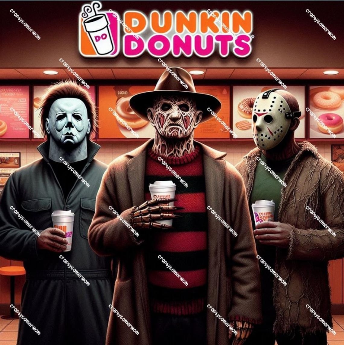 Dunkin Michael Myers, Freddy Krueger & Jason Voorhees Funny Digital ...