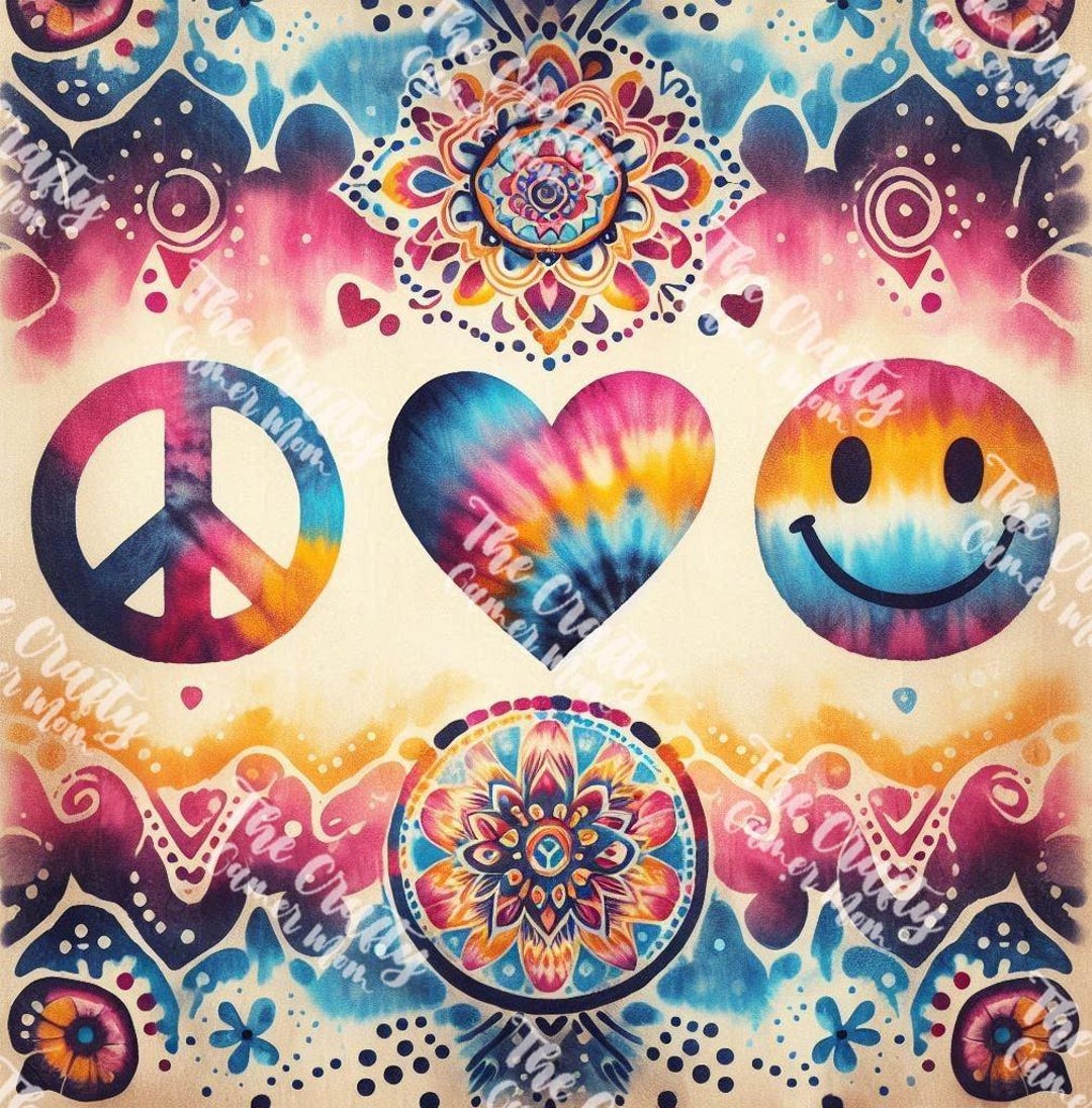 Peace, Love, & Happiness Tie Dye - High Resolution Graphic Sublimation ...