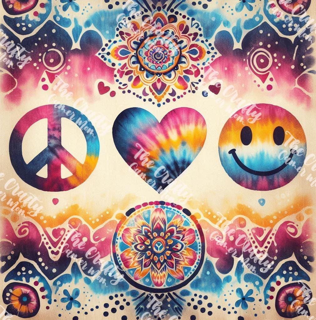 Peace, Love, & Happiness Tie Dye - High Resolution Graphic Sublimation ...