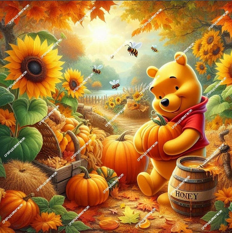 Winnie the Pooh Fall Aesthetic High Quality Digital Graphic Print ...