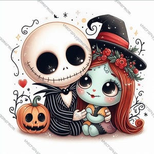 Cute Jack and Sally Cartoon – Sublimation PNG Image (digital Download ...