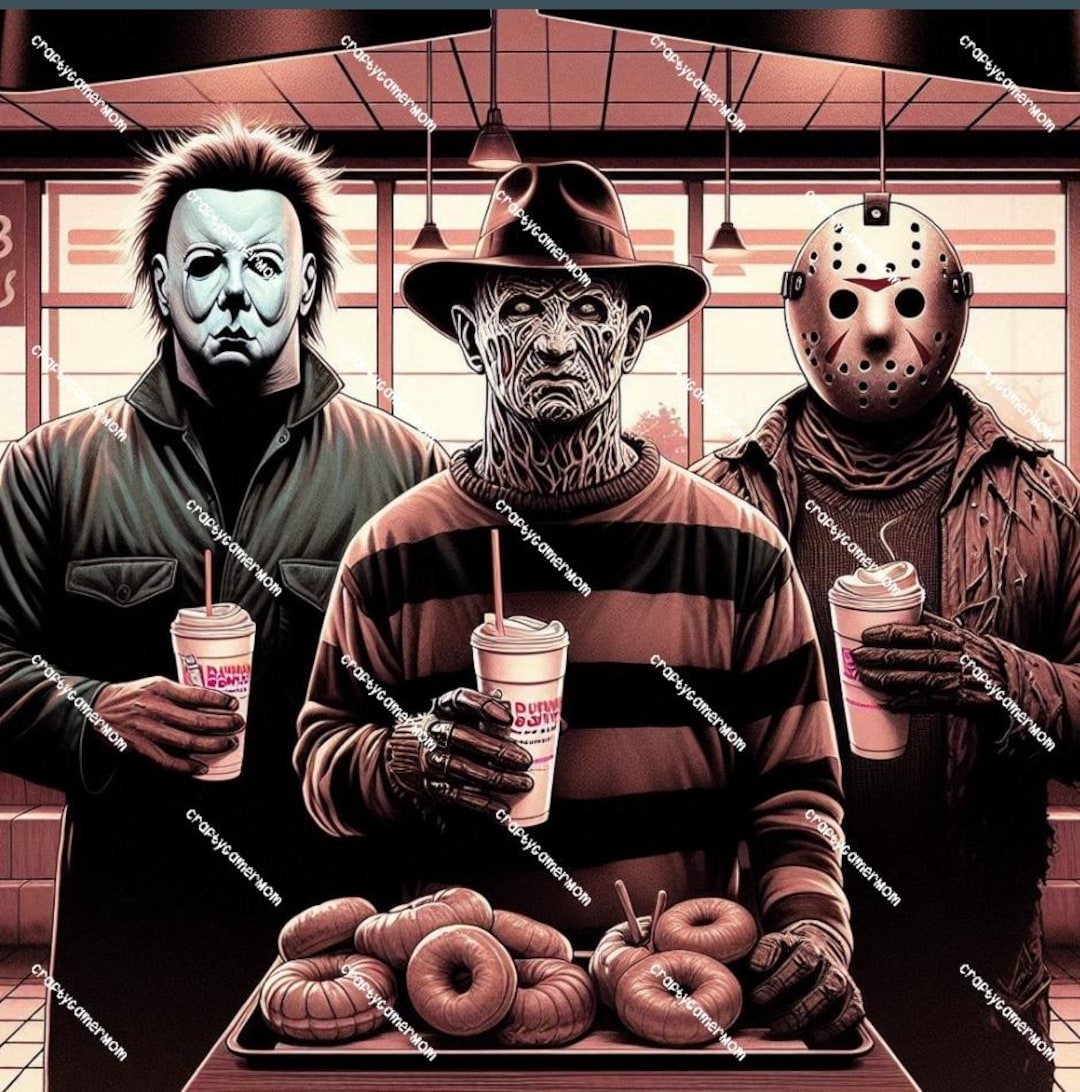 Dunkin Horror Movie Icons PNG, Michael Myers, Freddy, Jason (digital ...