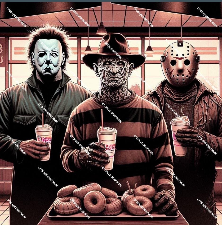 Dunkin Michael Myers, Freddy Krueger & Jason Voorhees Funny Digital ...