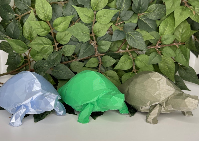 Geometric Turtle Figure | 3D Printed Animal Statue | Nursery Decor ...