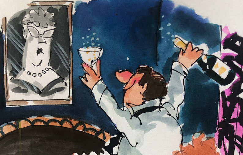 1984 New Year Preliminary Cartoon by Roy Raymonde | Etsy